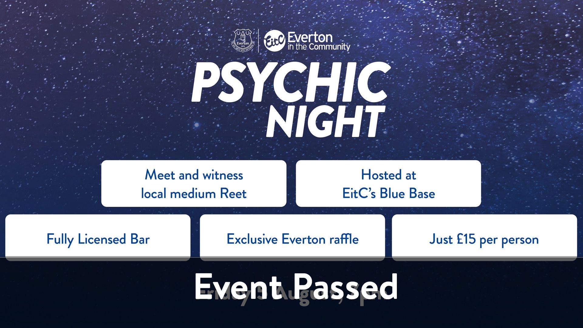 Everton in the Community - Tickets On Sale For EitC's Psychic Night